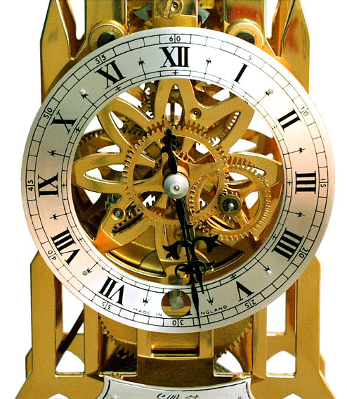 Brass Skeleton Clock made by F.W. Elliott of London - Gilai Collectibles