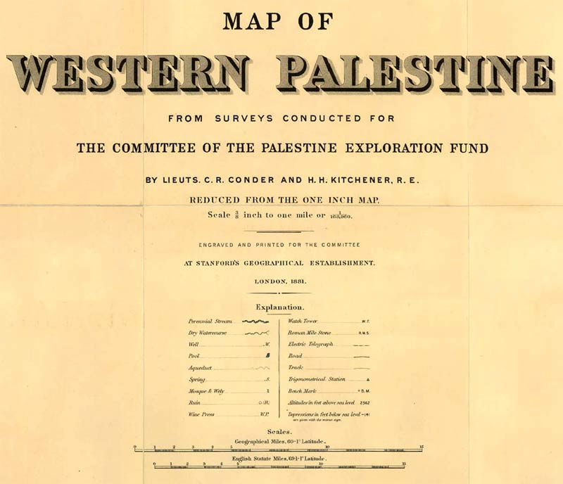 Conder and Kitchner Map of Palestine 1881. The PEF Survey Map. - Gilai ...