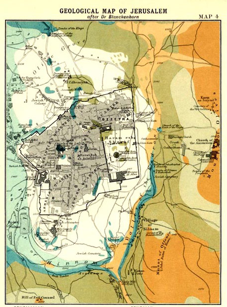 Geological Map of Jerusalem 1907. Engraved by Bartholomew. Published by ...