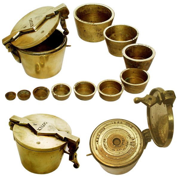 A Rare 19th Century French Set of Nested Brass Cup-Shaped Metric ...