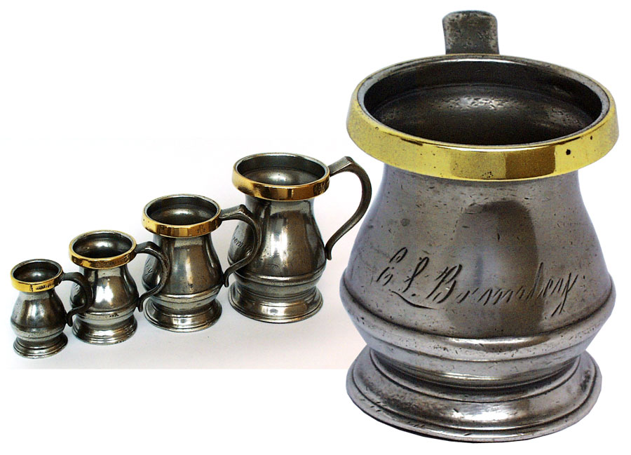 Antique Set of English Pewter Measures - Gilai Collectibles